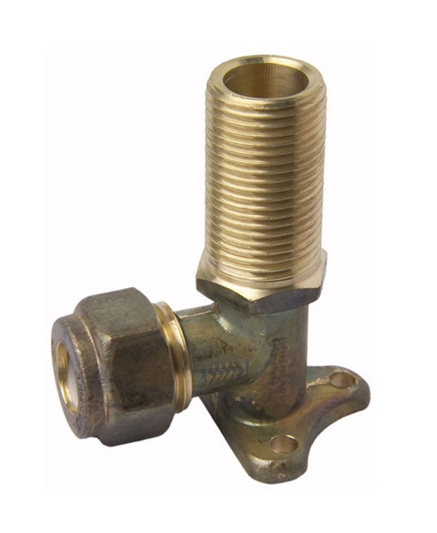 NYLON COMPRESSION BRASS ELBOW EXTENDED LUGGED - MALE x COMP - 1/2" M x ...