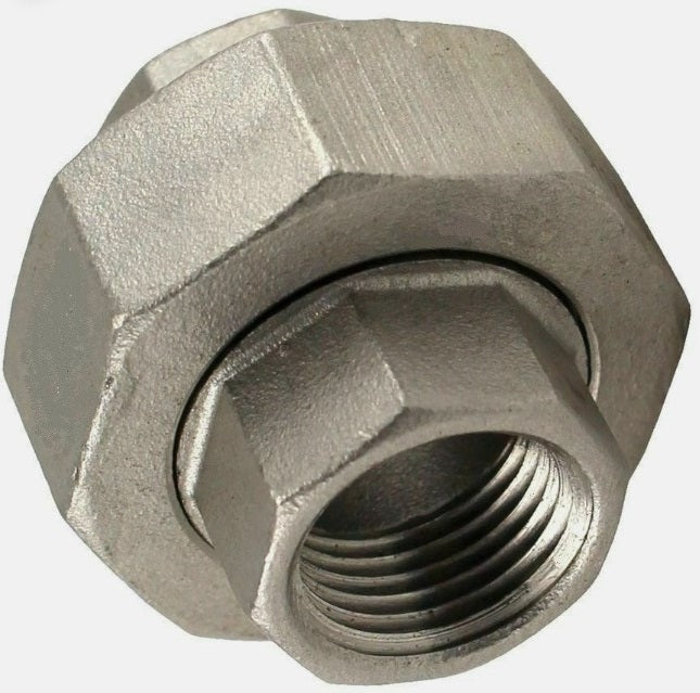 1 1/4" NPT 316 STAINLESS STEEL 3 PIECE UNION FEMALE FEMALE THREAD - NO ...