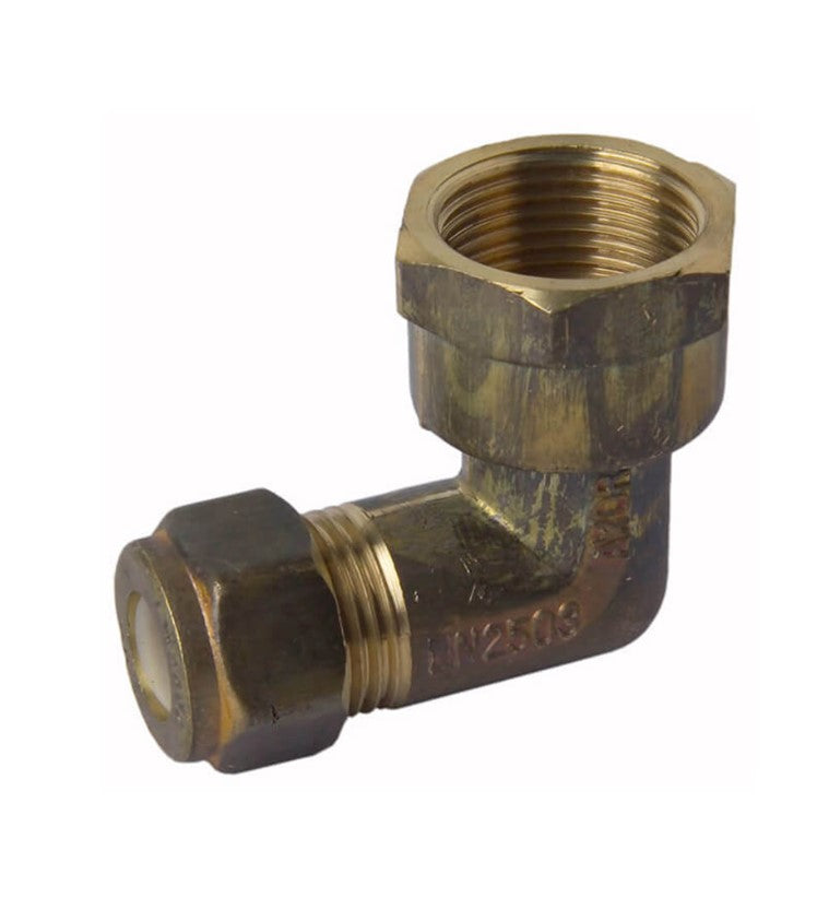 NYLON COMPRESSION BRASS ELBOW FEMALE x COMP REDUCING 1/2" F x 3/4" C ...
