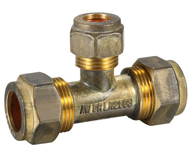 COPPER COMPRESSION BRASS REDUCING TEE COMP x COMP x COMP - 20C x 15C x ...