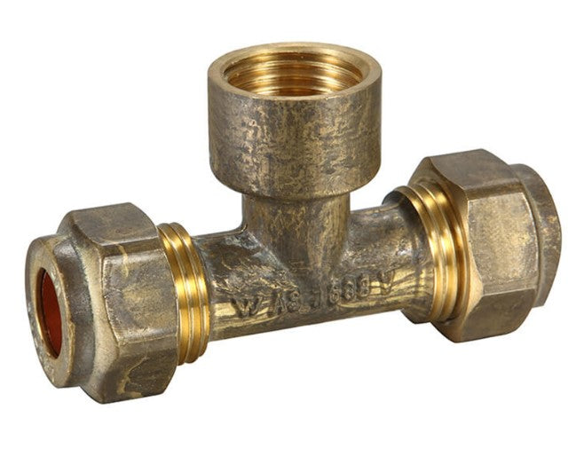 COPPER COMPRESSION BRASS TEE DOUBLE UNION COMP x COMP x FEMALE - 15C x ...
