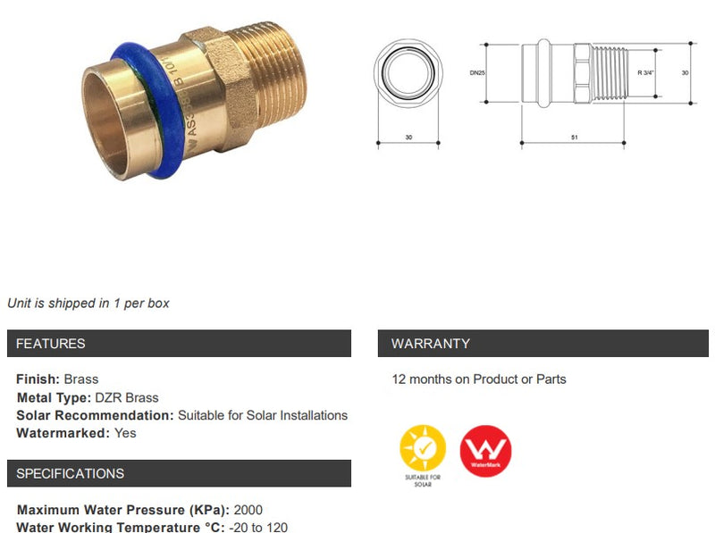 BRASS WATER FITTINGS MALE REDUCING COUPLING DN25 x 3/4" MALE BSP SUITA ...