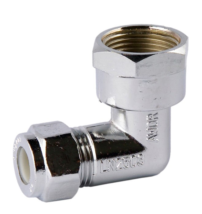 NYLON COMPRESSION BRASS ELBOW FEMALE x COMP REDUCING 3/4" F x 1/2" C ...