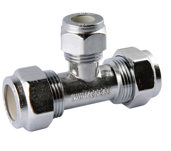 NYLON COMPRESSION BRASS TEE TRIPLE UNION REDUCING 20C x 15C x 20C - 3 ...