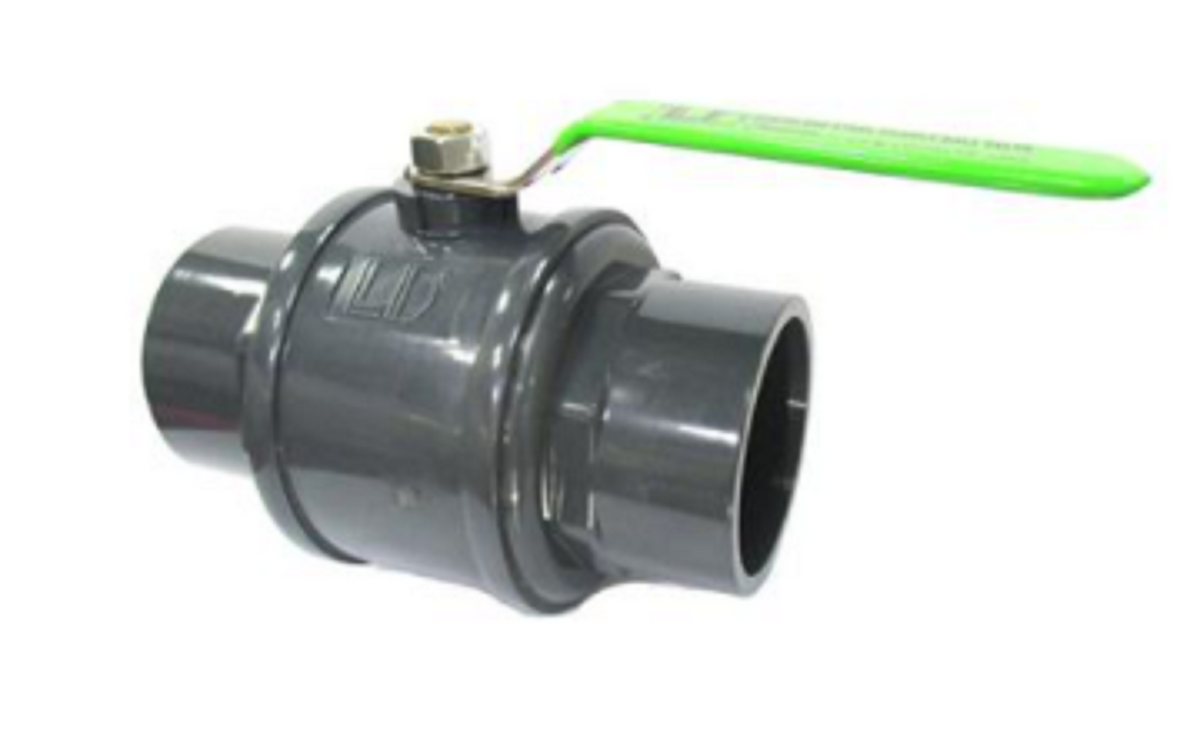 4" BSP (100mm) LARGE PVC BALL VALVE FEMALE GREY WITH STAINLESS STEEL H ...