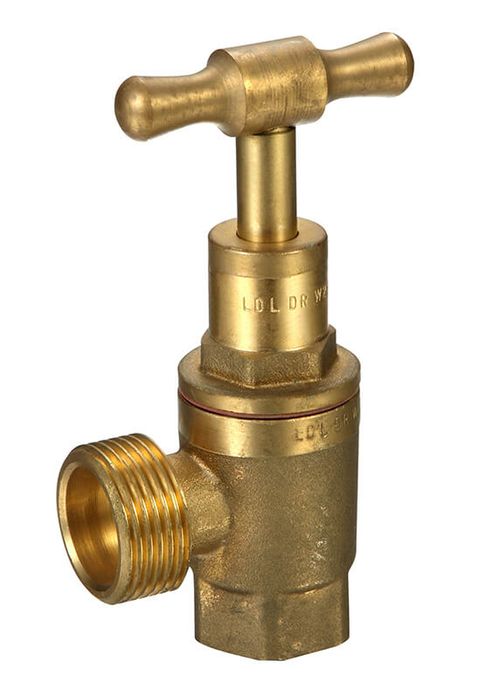 1/2" Right Angle Washing Machine Stop Tap T/Head Rough Brass Watermark ...